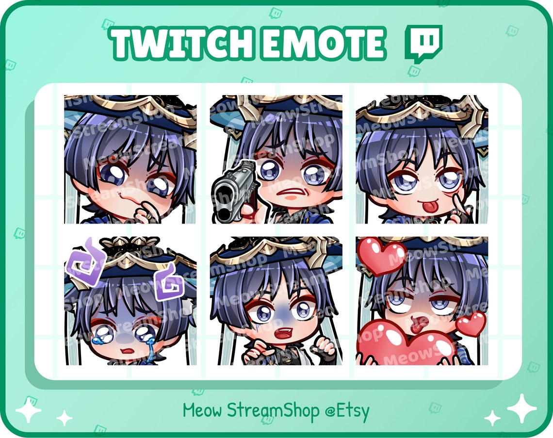 Twitch Emote / Wanderer Scaramouche Emotes Pack #1 (smug, Gun, Loser ...