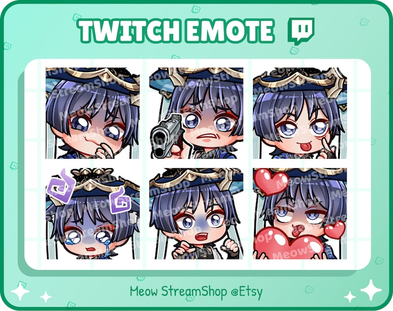 Twitch Emote / Wanderer Scaramouche Emotes Pack #1 (smug, Gun, Loser ...