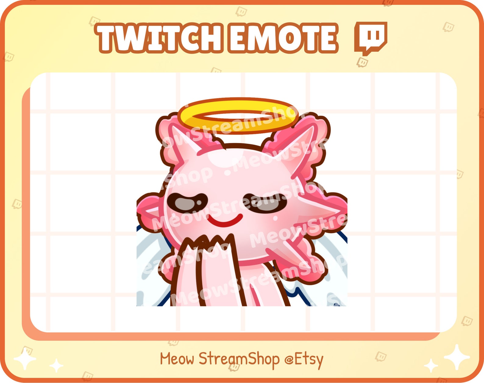Twitch Emote / Cute Axolotl Pray Halo Angel Emote / Cute - Etsy