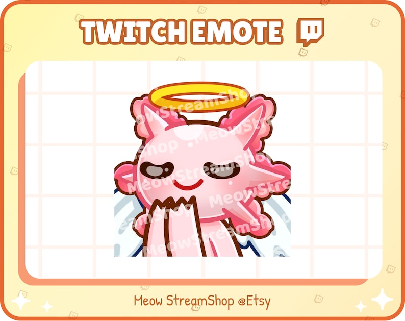 Twitch Emote / Cute Axolotl Pray Halo Angel Emote / Cute - Etsy