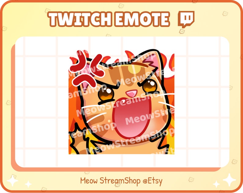 Twitch Emote / Cute Orange Cat Angry Rage Fire Mad Scream - Etsy