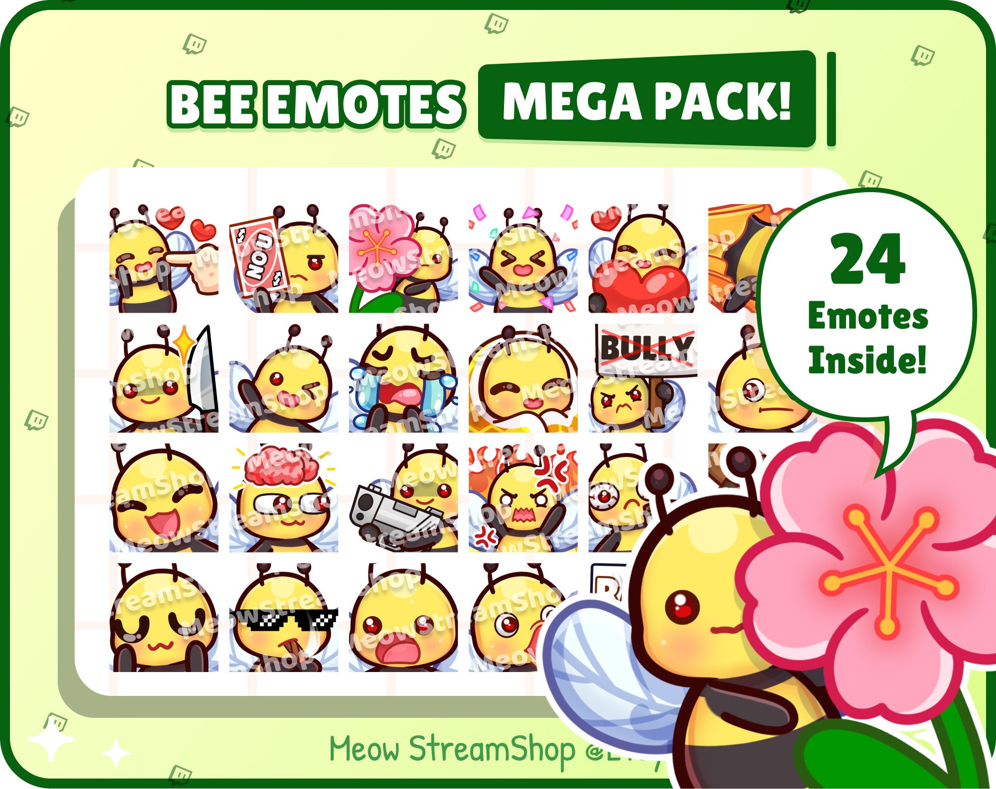 Twitch Emote / Cute Bee Mega Pack #1 Emotes (24 Emotes Ready to Use ...