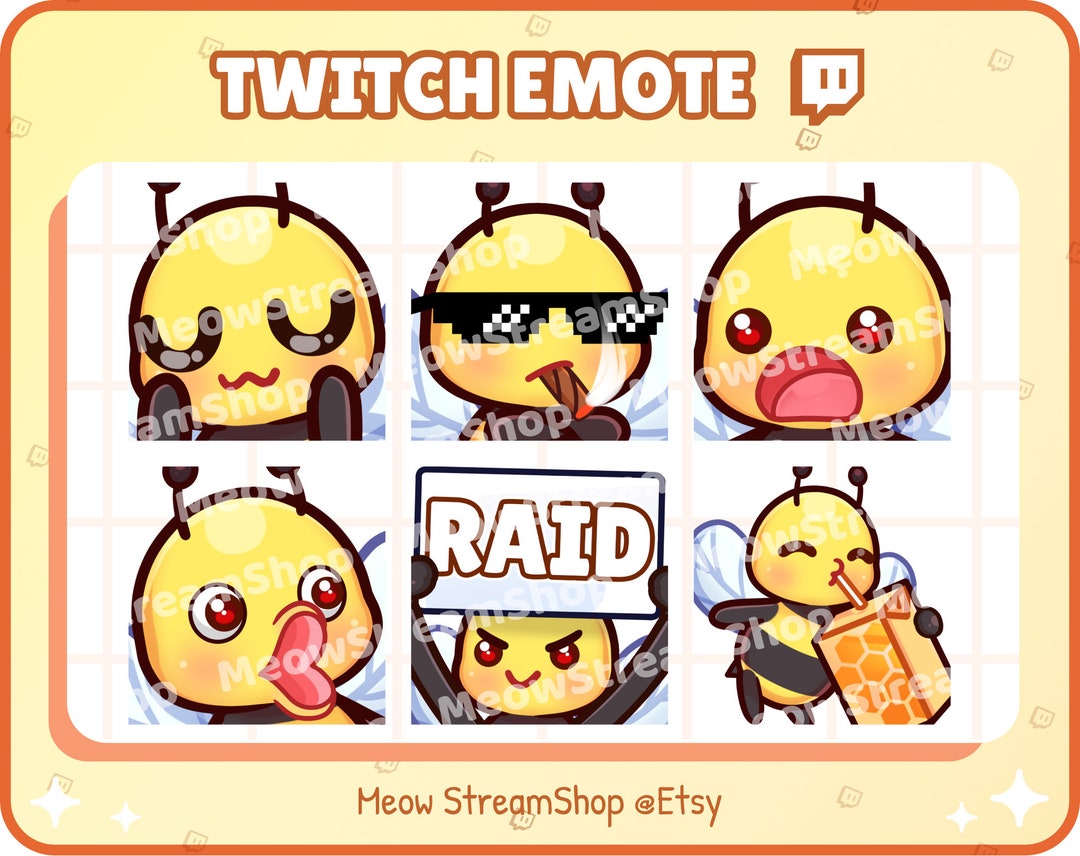 Twitch Emote / Cute Bee Emotes Pack 4 uwu, GG, Gasp, Pog, Raid, Sip ...