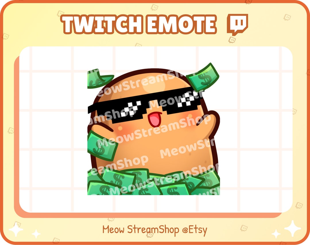 Twitch Emote / Cute Potato Money, Rich, Donate, Win, Cool, Jackpot ...