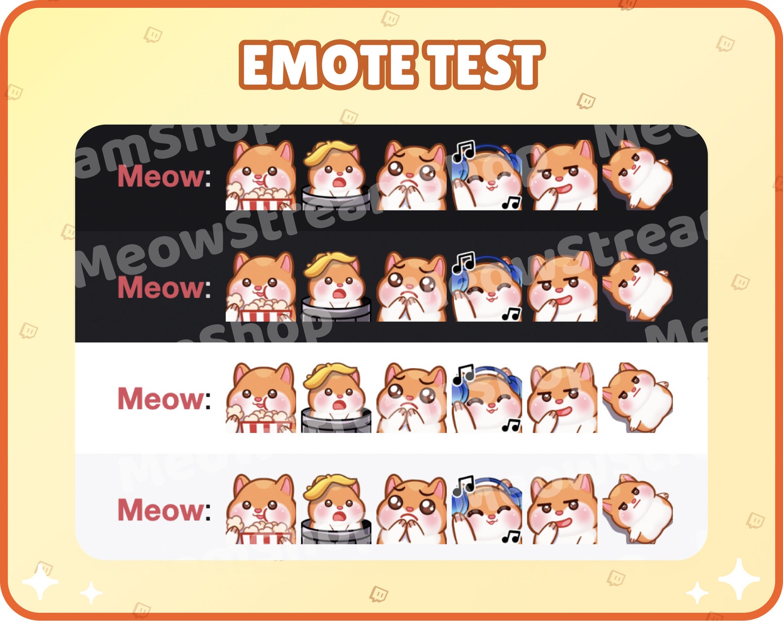 Twitch Emote / Cute Hamster Emotes Pack 4 popcorn, Garbage, Pleading ...