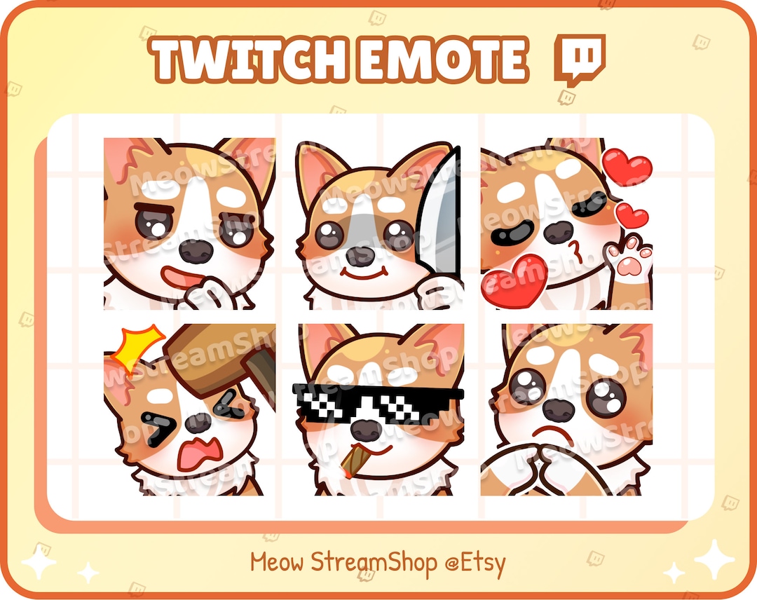 Twitch Emote / Cute Corgi Emotes Pack #3 (smug, Knife, Kiss Love ...