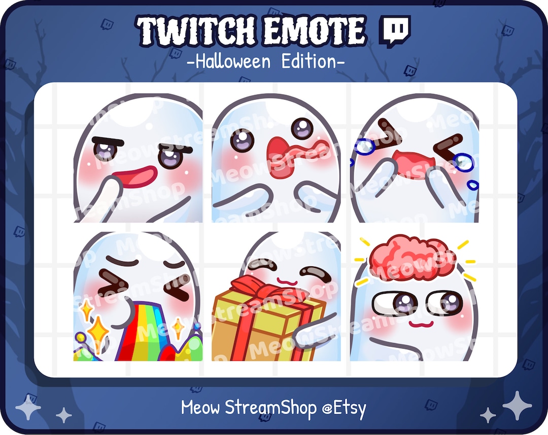 Twitch Emote / Cute Ghost Emotes Pack #6 (smug, Tongue Out, Lol, Puke ...
