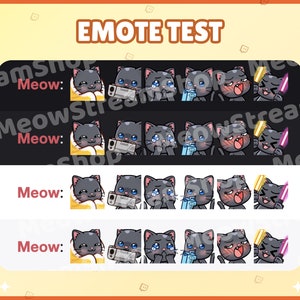 Twitch Emote / Cute Black Cat Emotes Pack #4 (comfy, Gun, Sad, Sip ...