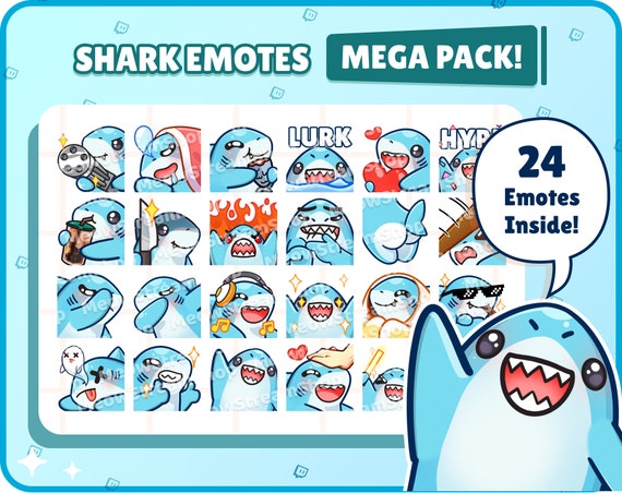 Twitch Emote / Cute Shark Mega Pack Emotes 24 Emotes Ready | Etsy
