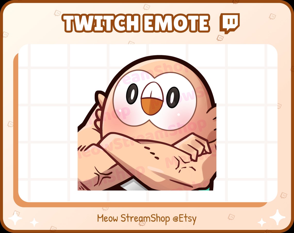 Twitch Emote / Cute Pokemon Rowlet / Buff muscle Emoji for | Etsy