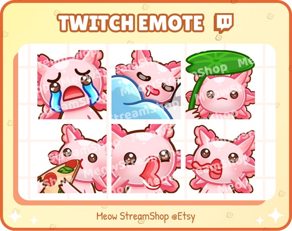 Twitch Emote / Cute Axolotl Emotes Pack 7 cry Sleep Wait - Etsy Israel