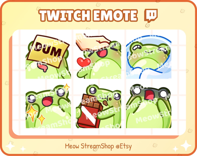 Twitch Emote / Cute Frog Emotes Pack #4 (DUM, Pat, Comfy Cozy, Amazed ...