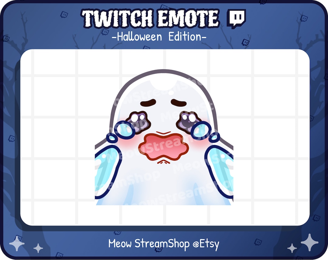 Twitch Emote / Cute Ghost Cry, Sad, Tears Emote / Kawaii Spooky Ghost ...