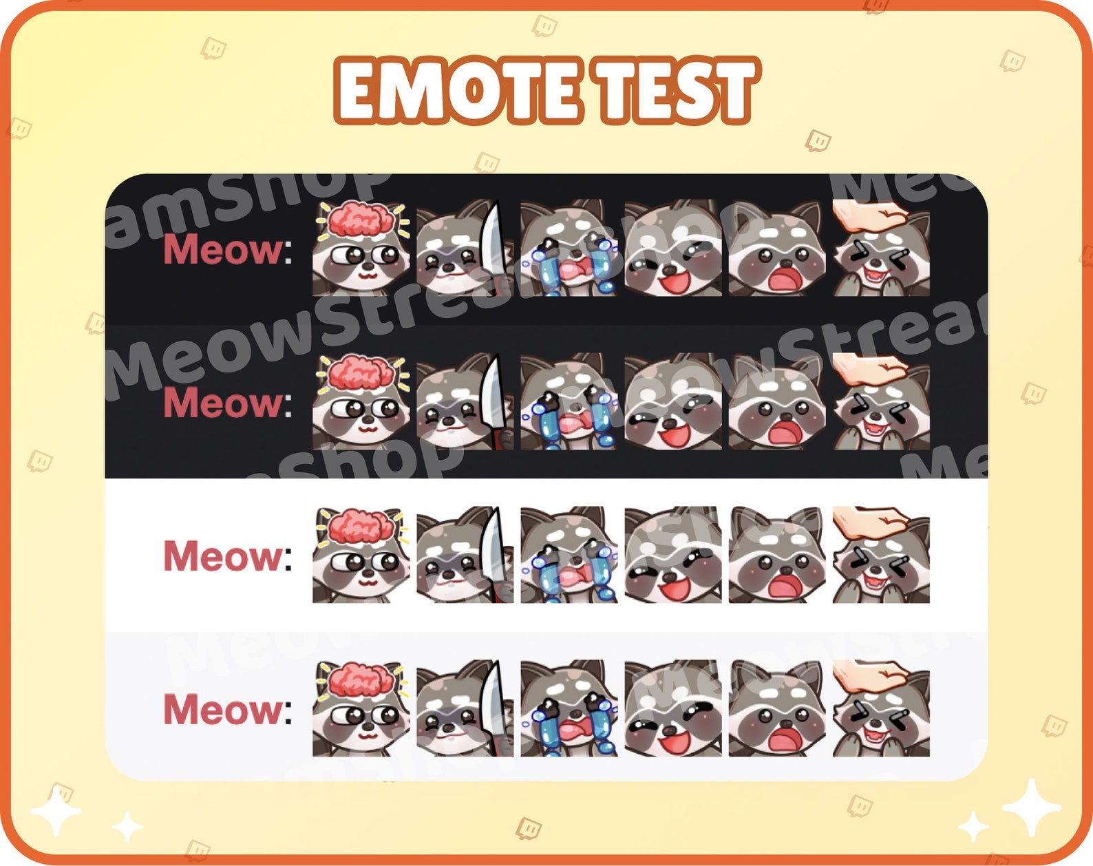 Twitch Emote / Cute Raccoon Emotes Pack #2 (neuron Activate, Knife, Cry ...