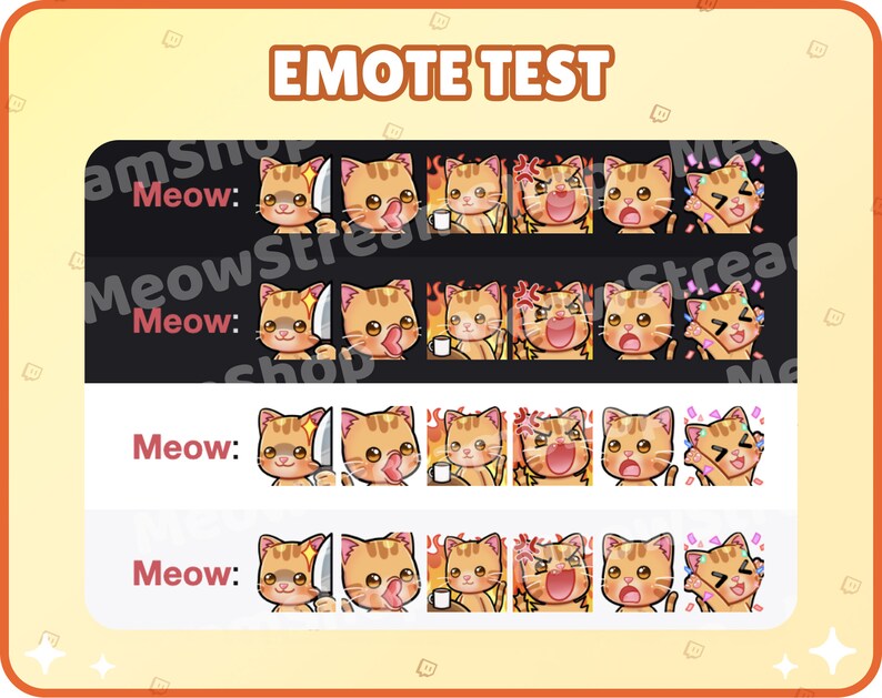 Twitch Emote / Cute Orange Cat Emotes Pack #2 (knife, POG, This is Fine ...