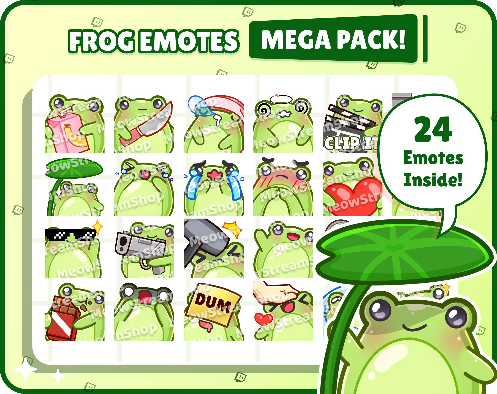 Twitch Emote / Cute Frog Mega Pack Emotes 24 Emotes Ready to - Etsy