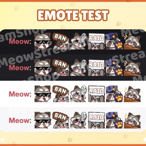 Twitch Emote / Cute Raccoon Emotes Pack 4 GG, BAN, RIP, Raid, Cop, Lurk ...