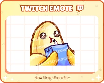 Twitch Emote Cute Banana Sip Drink Sub Emoji - Etsy