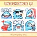 Twitch Emote / Cute Shark Emotes Pack #1 (lurk, Cool, Sleep, Heart ...