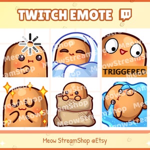 Twitch Emote / Cute Potato Emotes Pack #4 (buffering, Comfy, Triggered ...