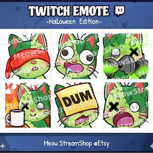 Twitch Emote / Cute Zombie Cat Emotes Pack #7 (blidfold, Derp, Toxic ...