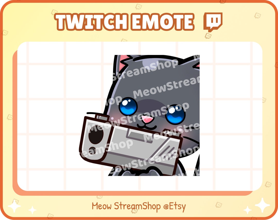 Twitch Emote / Cute Black Cat Gun, Gatling, Angry, Rage Emotes / Kawaii ...