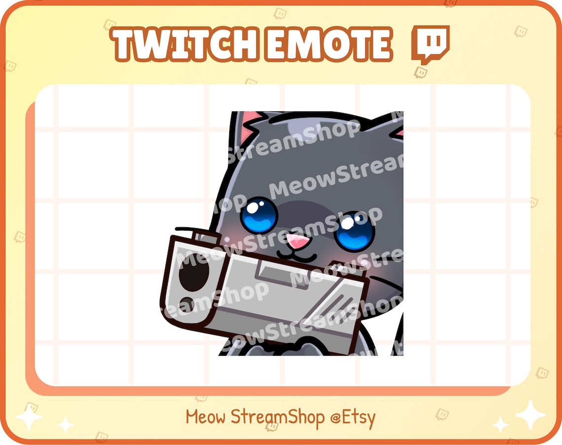 Twitch Emote / Cute Black Cat Gun Gatling Angry Rage Emotes - Etsy