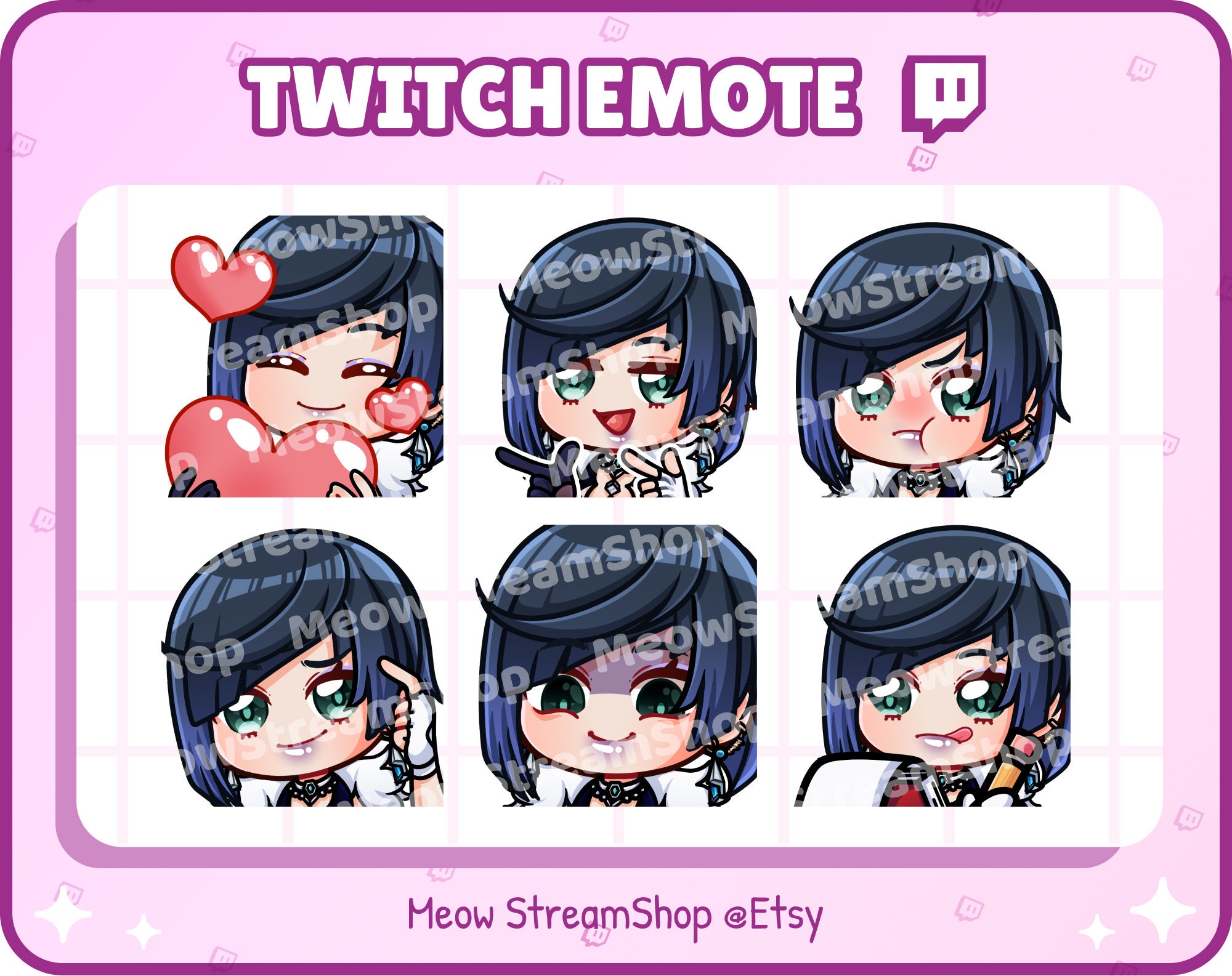 Twitch Emote / Yelan Emotes Pack 1 heart Finger Guns - Etsy UK