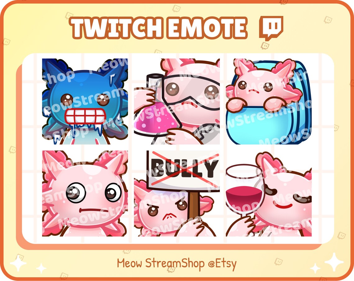 Twitch Emote / Cute Axolotl Emotes Pack #8 (sheesh, Science, Carry ...