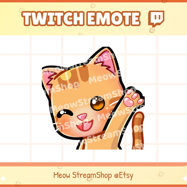 Cute Cat Waving Emote - Etsy