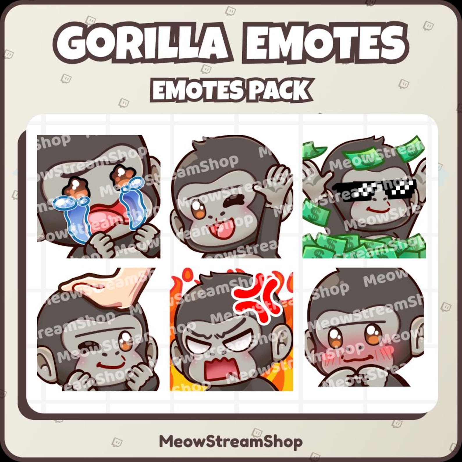 Gorilla Emote Mega Pack Vol. 1 – 24 Cute Twitch Emotes | Vtuber ...