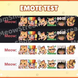 Twitch Emote / Cute Orange Cat Emotes Pack #3 (popcorn, Clown, Rip ...