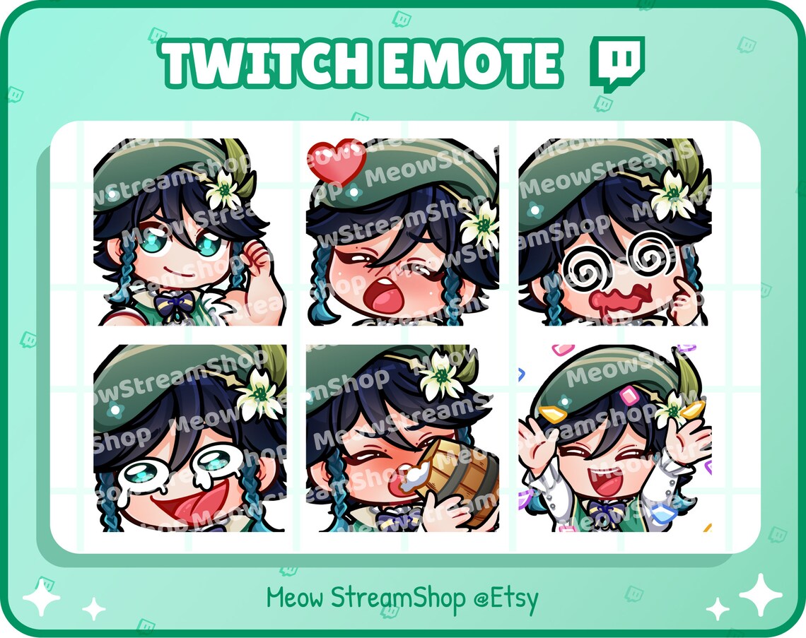Twitch Emote / Archon Venti Barbatos Emotes Pack #1 (flex, Gasm ...