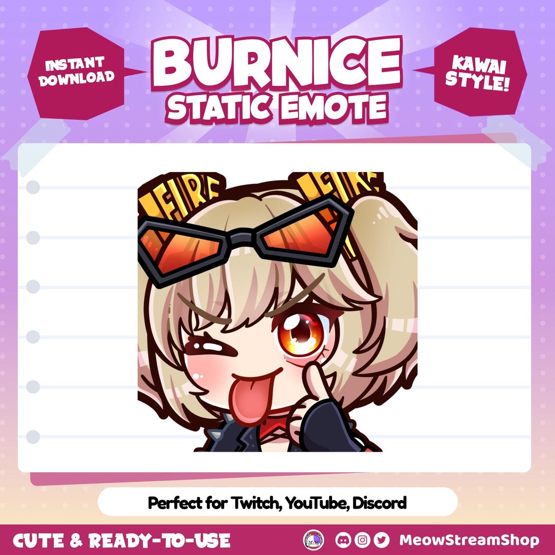 Twitch Emote / Burnice Mocking, Tongue Sticking Out Emote / Zenless ...