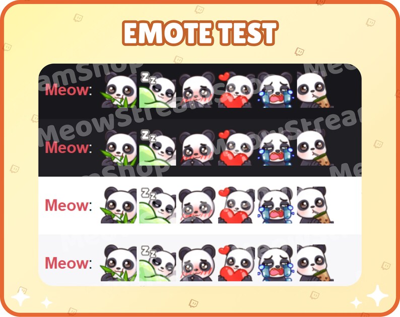 Twitch Emote / Panda Emoji Pack #2 (heart, Sleep, Eat Nom Nom, Sip Boba ...