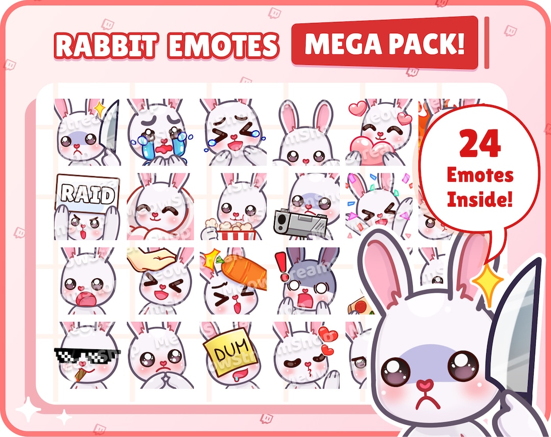 Twitch Emote / Süßer Hase Mega Pack Emotes 24 Emotes Ready to use ...