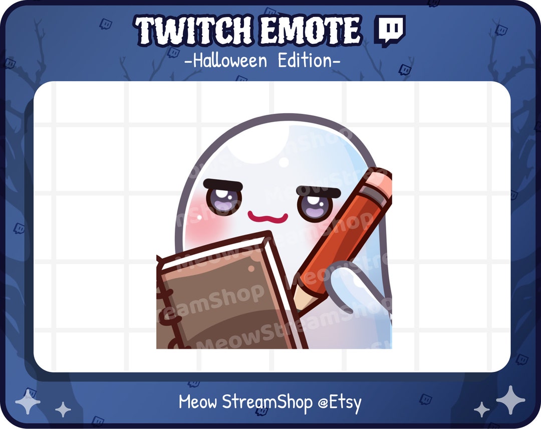 Twitch Emote / Cute Ghost Note, Taking Note, Rule, Write Emote / Kawaii ...