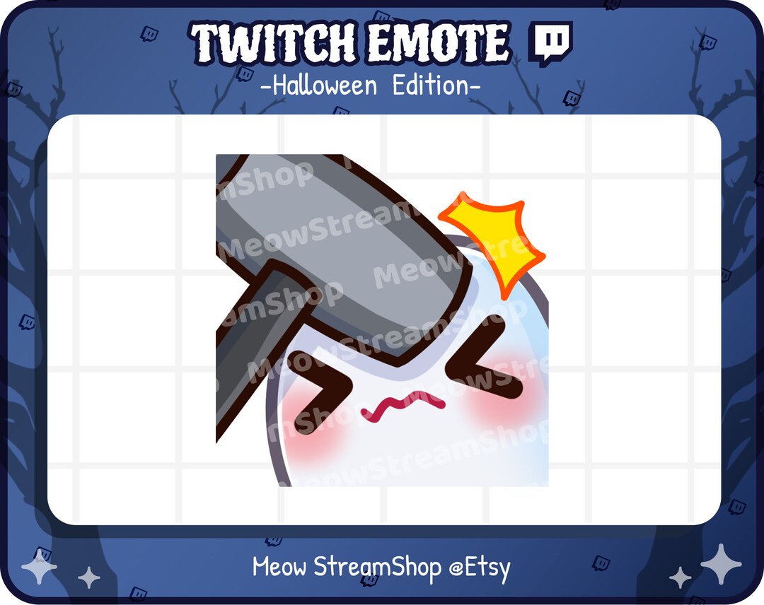 Twitch Emote / Cute Ghost Bonk, Bonked, Hammer, Ban Emote / Kawaii ...