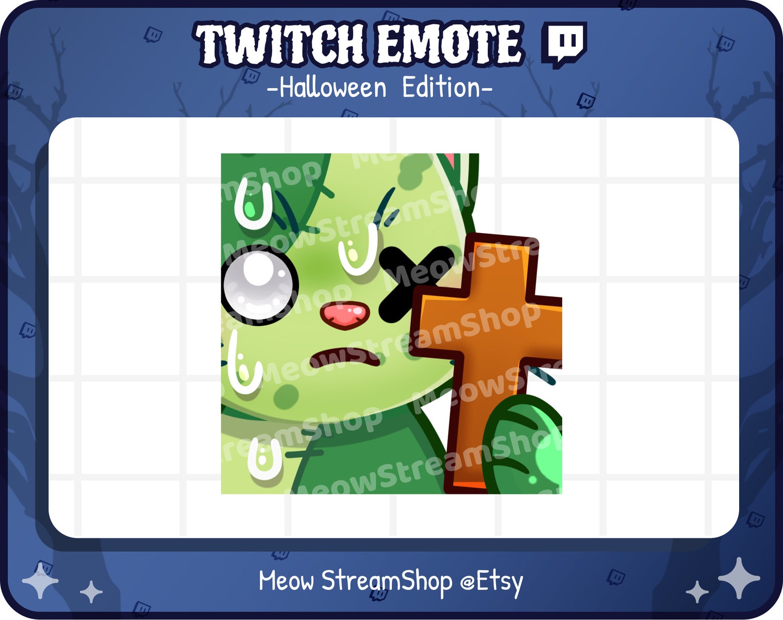 Twitch Emote / Cute Zombie Cat Christ, Scared, Horror, Intimidated ...
