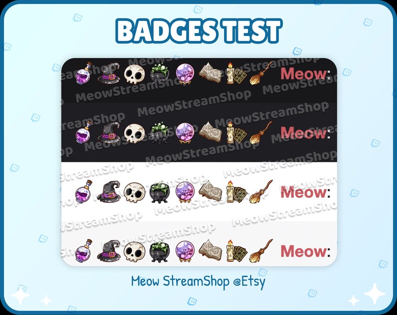8x Twitch Sub Bit Badges Kawaii Witch Wizard Sorcery - Etsy