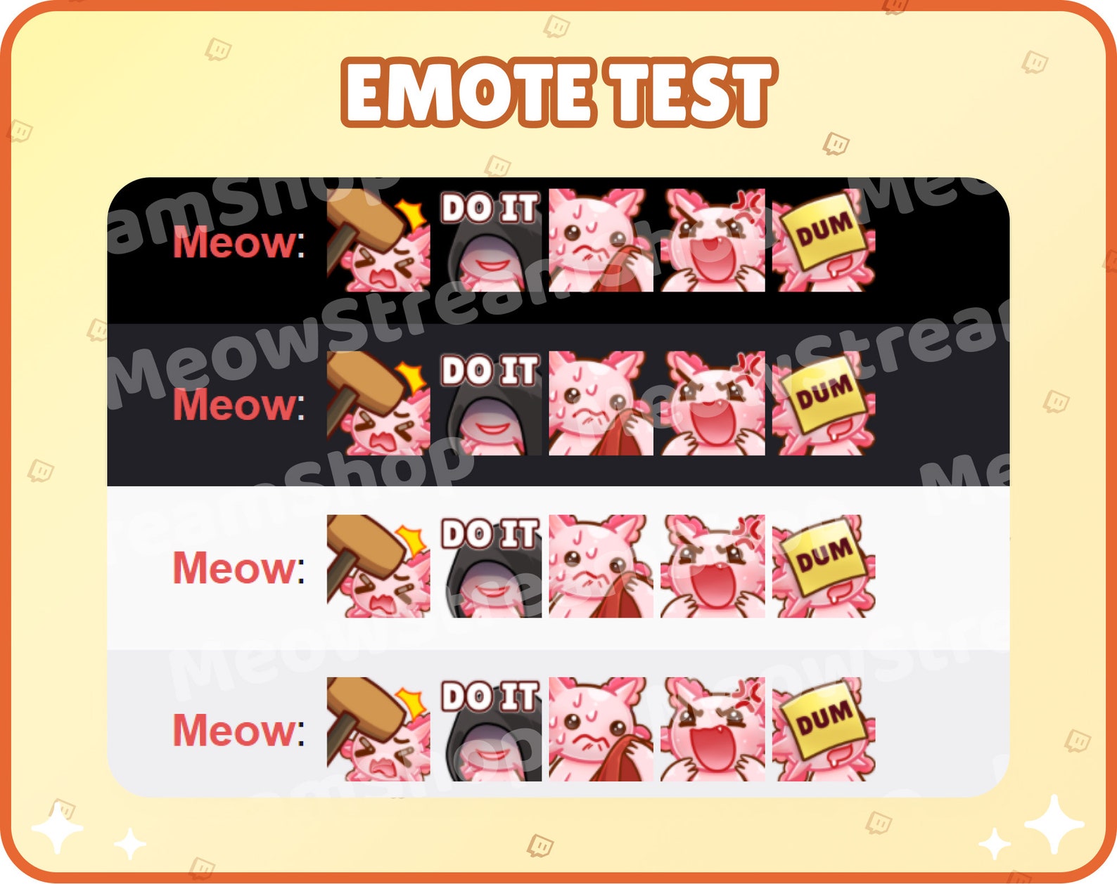 Twitch Emote / Cute Axolotl Emotes Pack #4 (sweating Sweat, Angry, Dum ...