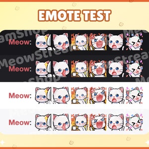 Twitch Emote / Cute White Cat Emotes Pack #2 (knife, POG, This is Fine ...