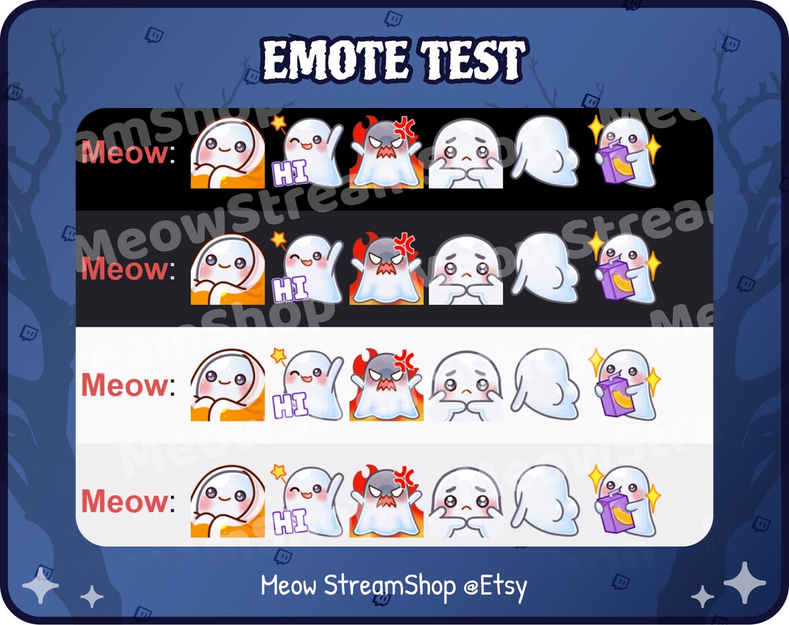 Twitch Emote / Cute Ghost Emotes Pack #2 (comfy, Shy, SIP, Angry Rage ...