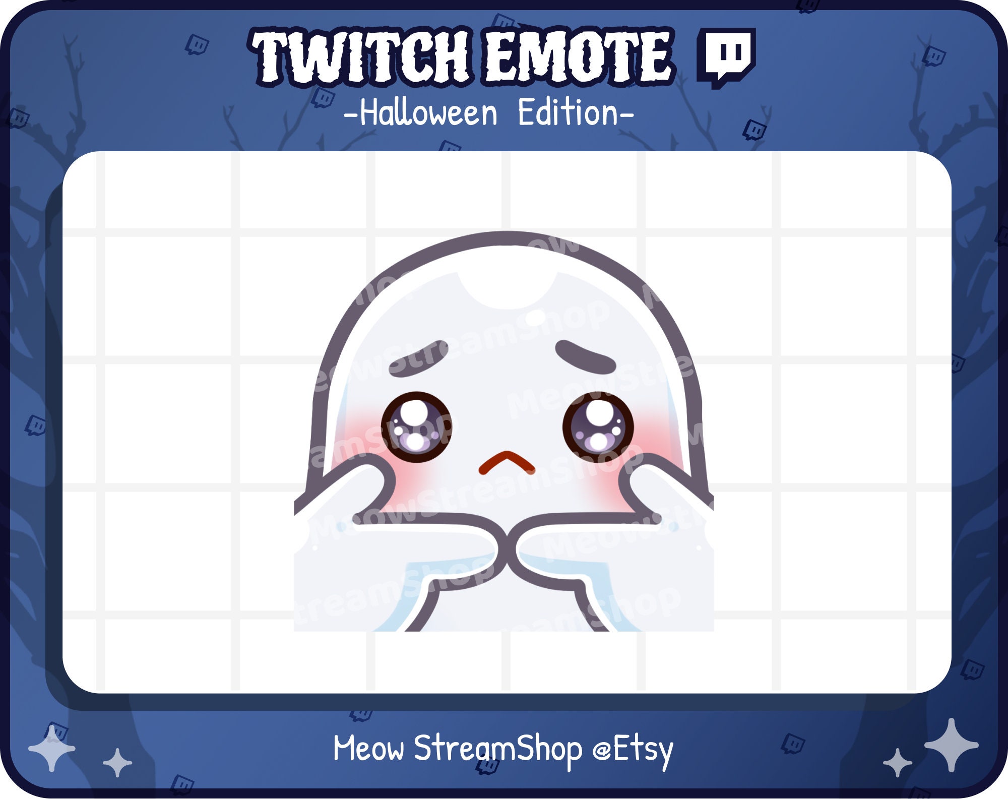 Twitch Emote / Cute Ghost Shy Kawaii Finger Touch Emote / | Etsy