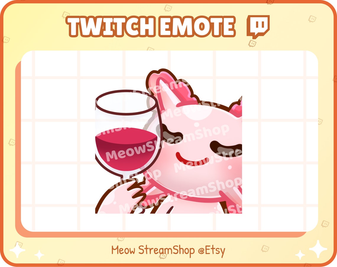 Twitch Emote / Cute Axolotl Wine Sip Drink Class Cool - Etsy