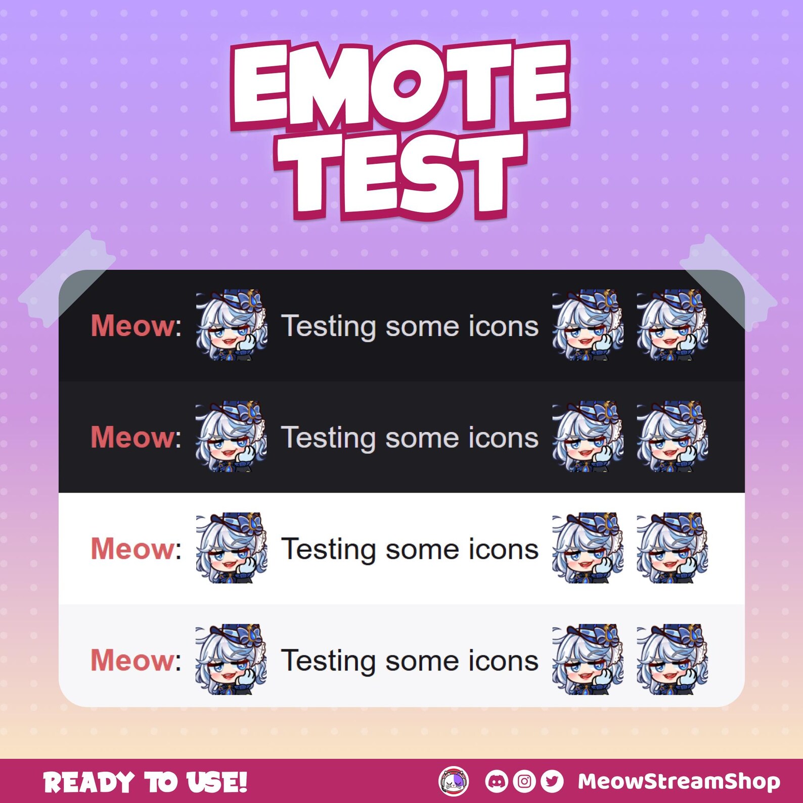 Twitch Emote / Furina Smug, Teasing, Smirk Emote / Genshin Impact Sub ...