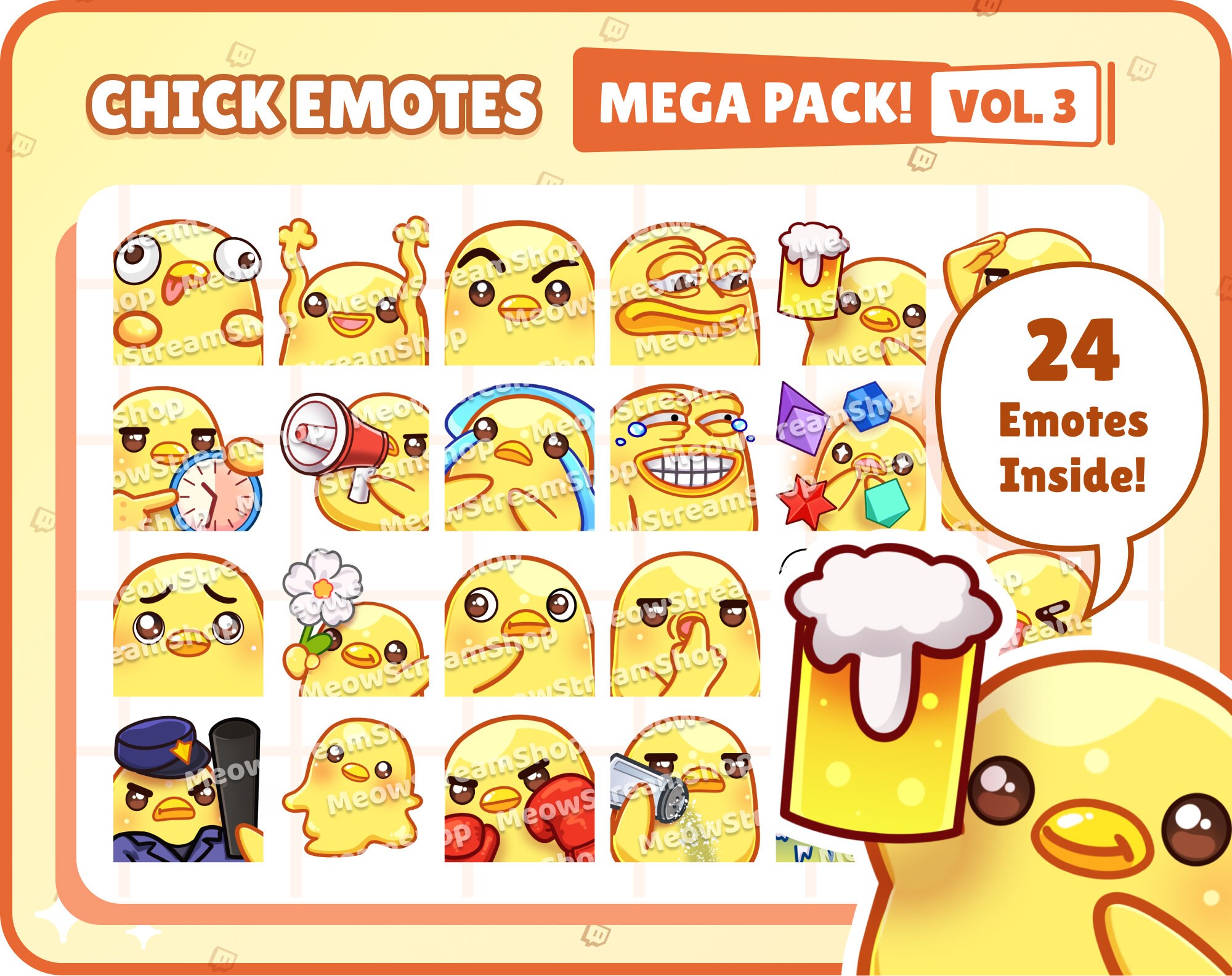 Twitch Emote / Cute Chick Mega Pack Emotes Vol. 3 24 Emotes - Etsy ...