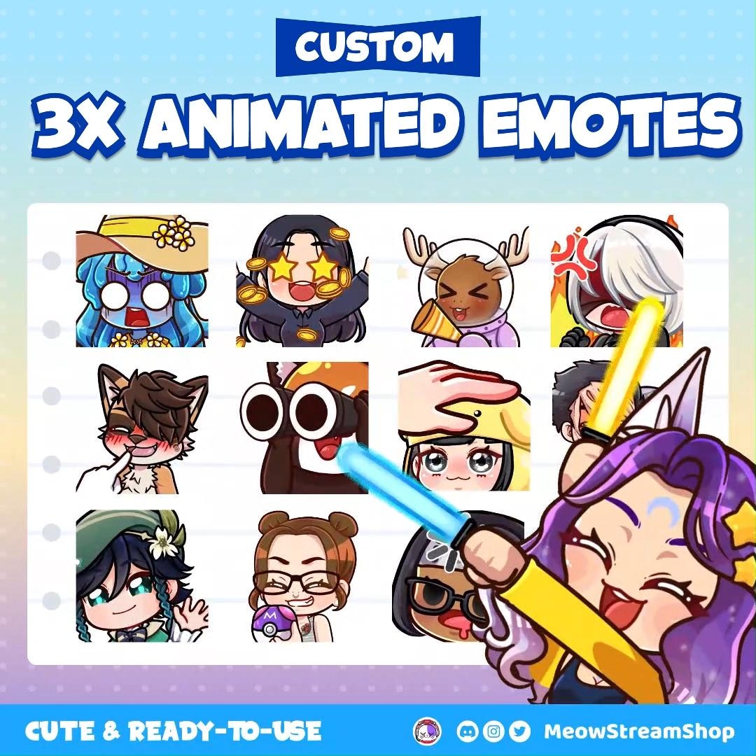 3x Custom Animated Emotes / Animation Emoji for Twitch, Discord ...
