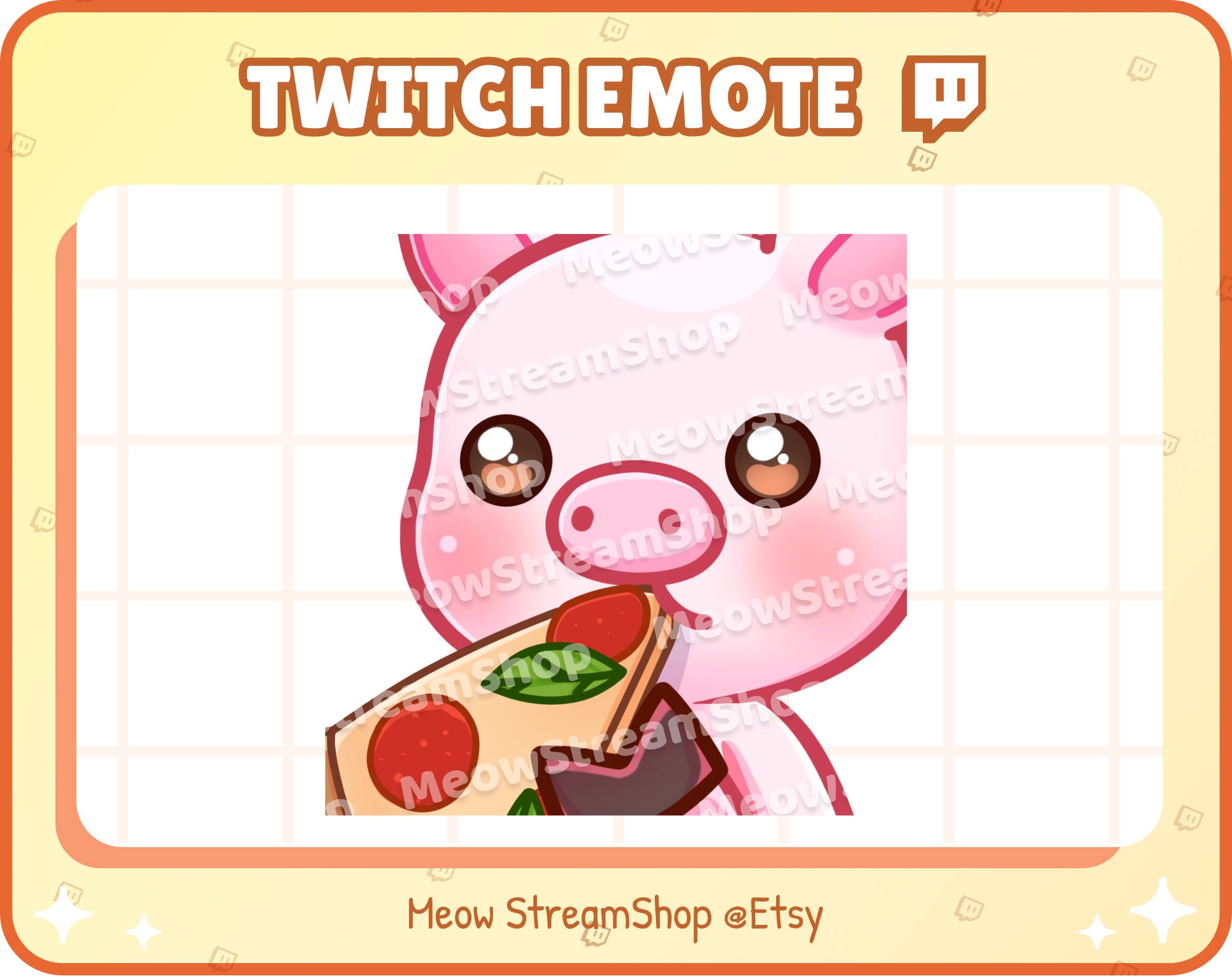 Twitch Emote / Cute Pig Eat Pizza Emotes / Cute Pink Piggy Sub Emoji - Etsy