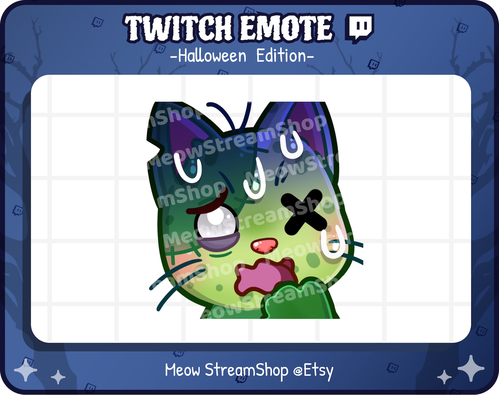 Twitch Emote / Cute Zombie Cat Scared Shocked Teriffied - Etsy